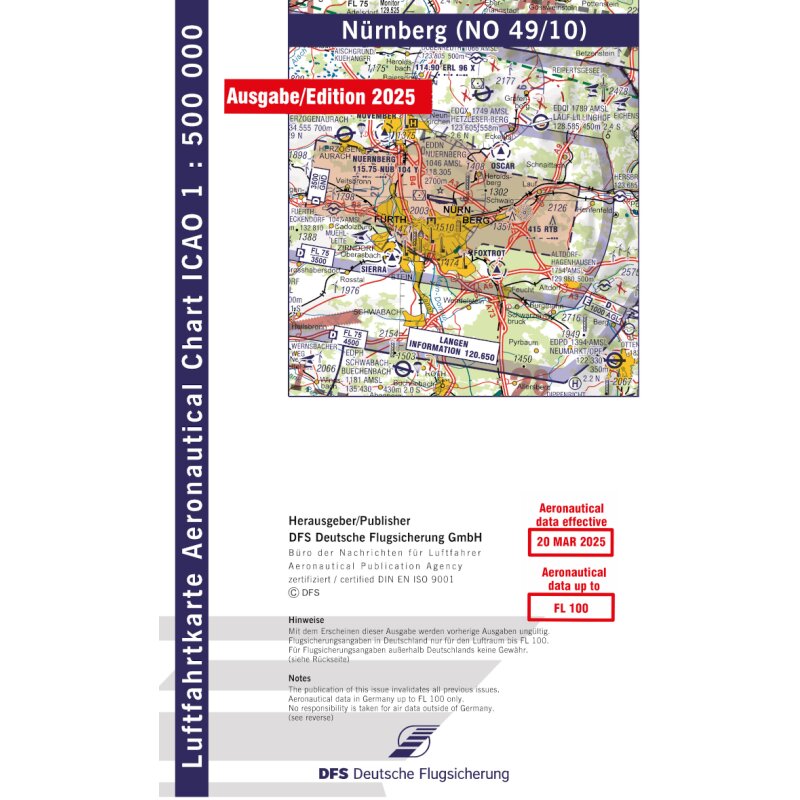 Germany Nürnberg VFR Chart ICAO 1:50000 buy now, 13.00 CHF